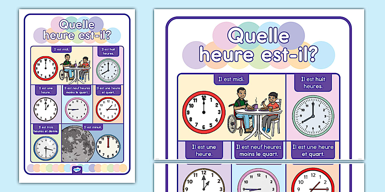Affiches : Quelle heure est-il? (teacher made) - Twinkl