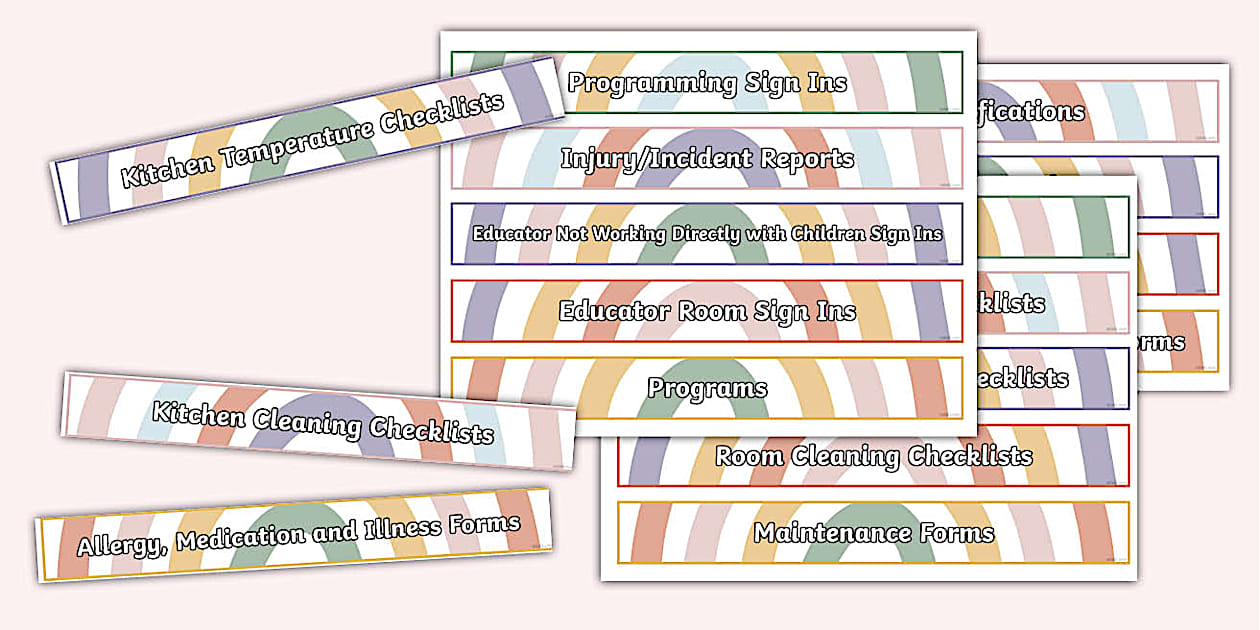 Compliance folder spine labels muted rainbow - Twinkl