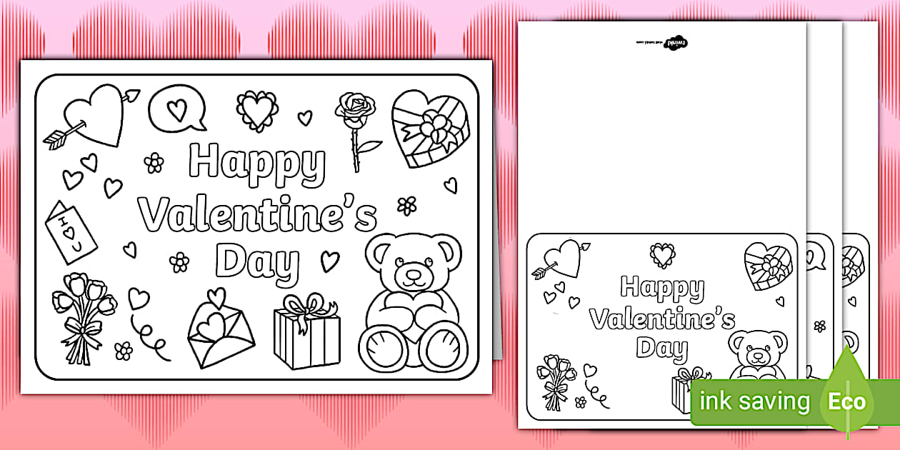 Let's Doodle a Valentine's Day Card Colouring Pages - Twinkl