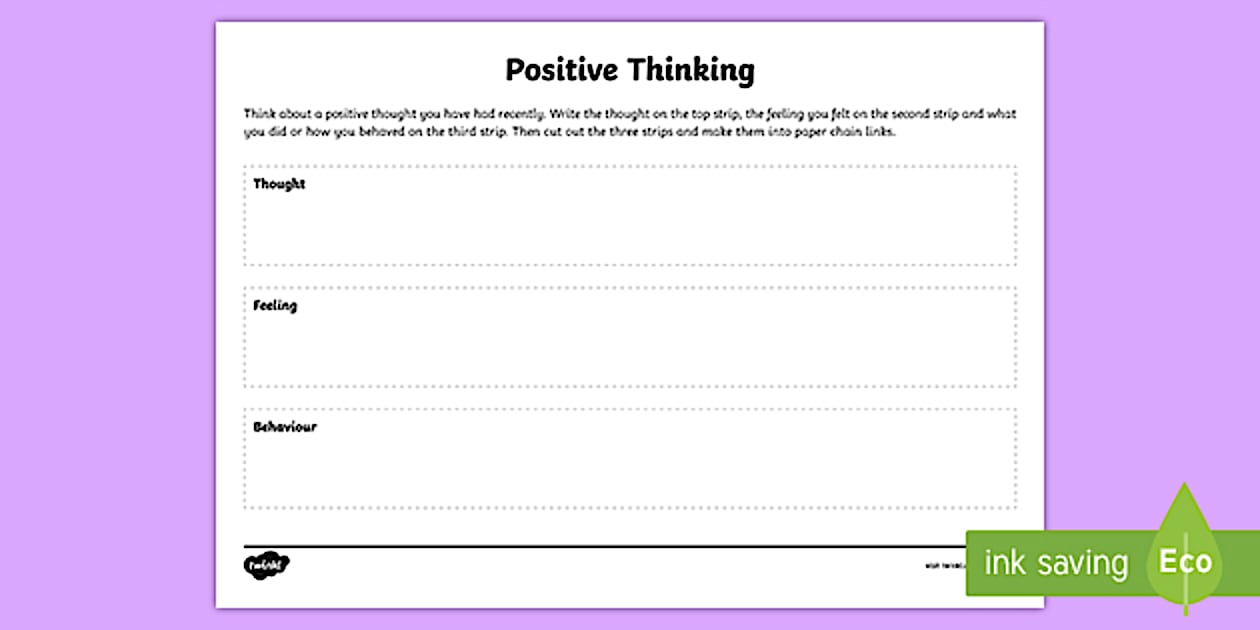 Positive Thinking Chain Reaction Activity (teacher made)