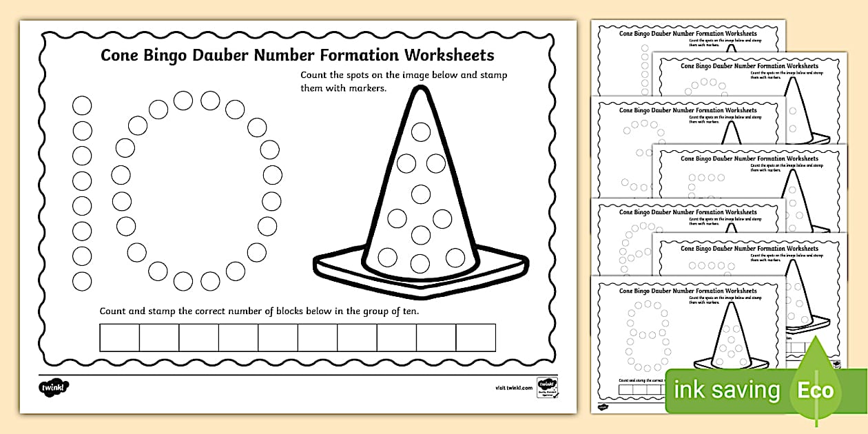 A Collection of Cone Bingo Dauber Worksheets | Twinkl | KS1