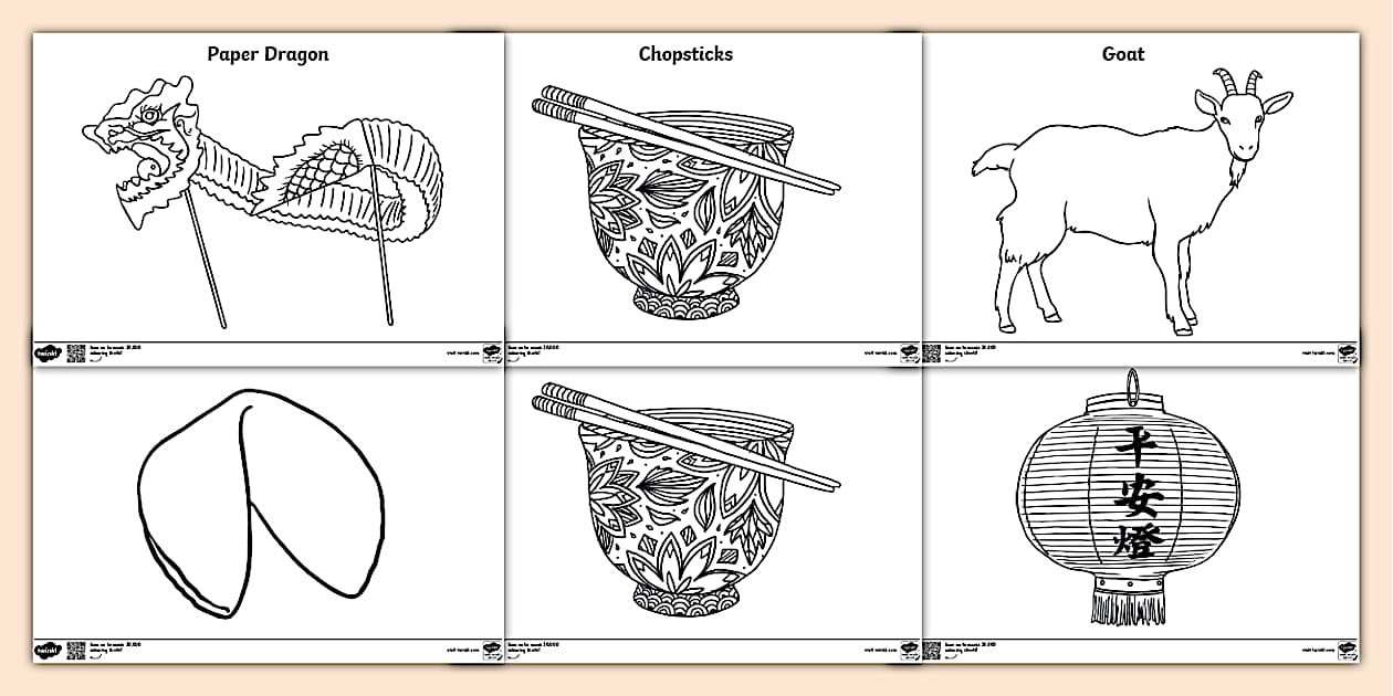 Chinese New Year Colouring Sheets