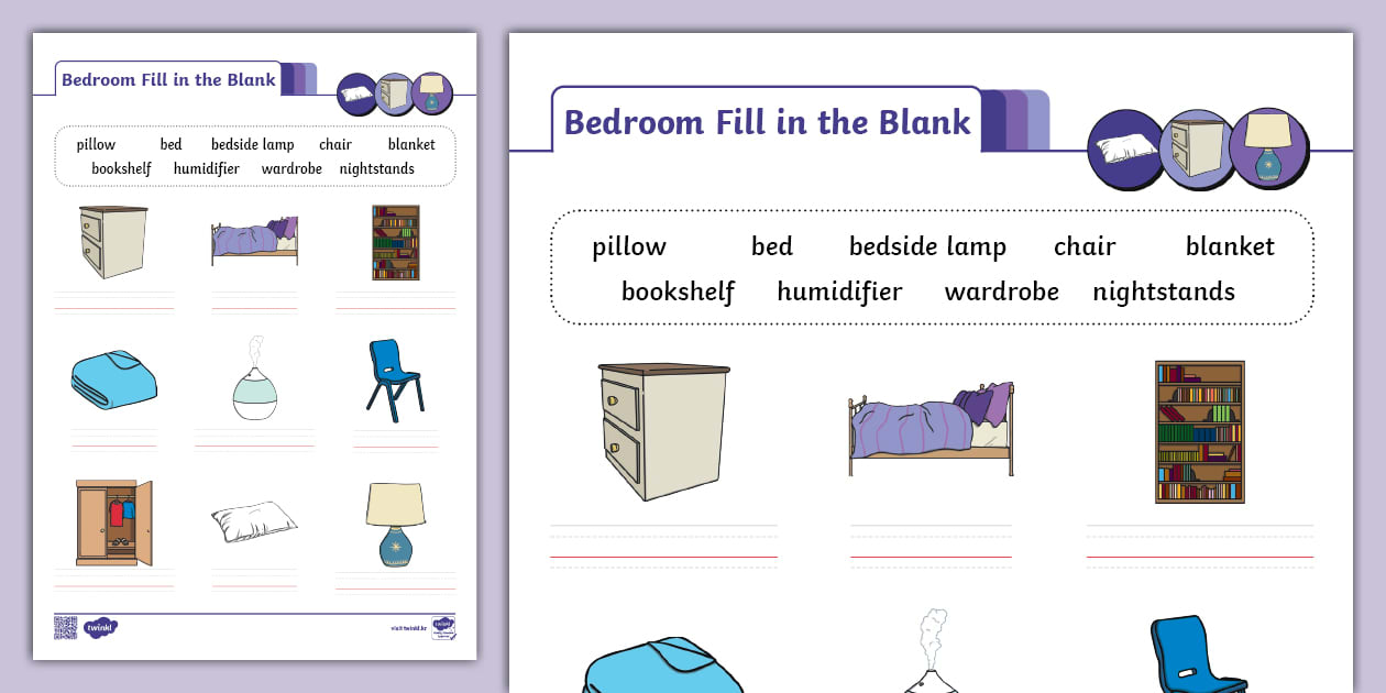 05 Teacher I Am Done | Bedroom Fill in the Blank Labeling Activity