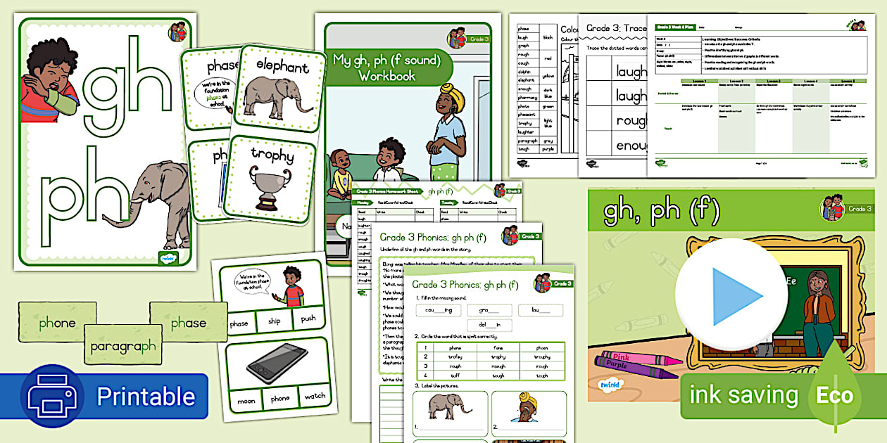 Grade 3 Phonics Pack gh, ph (f) (teacher made) - Twinkl