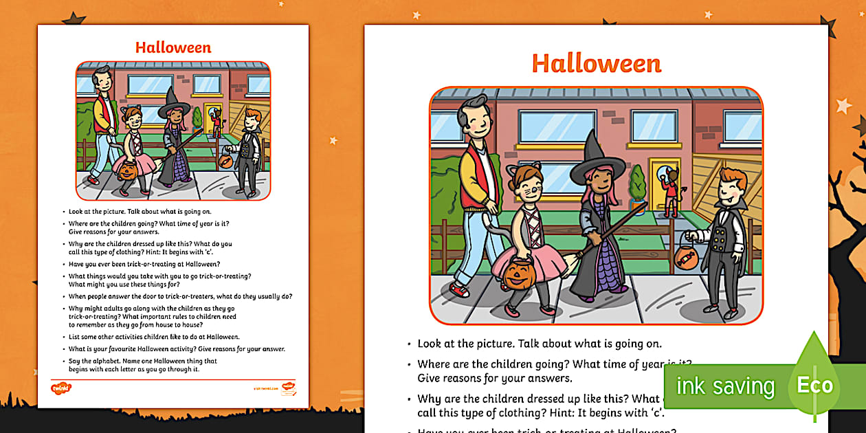 Halloween Oral Language Worksheet (teacher made) - Twinkl