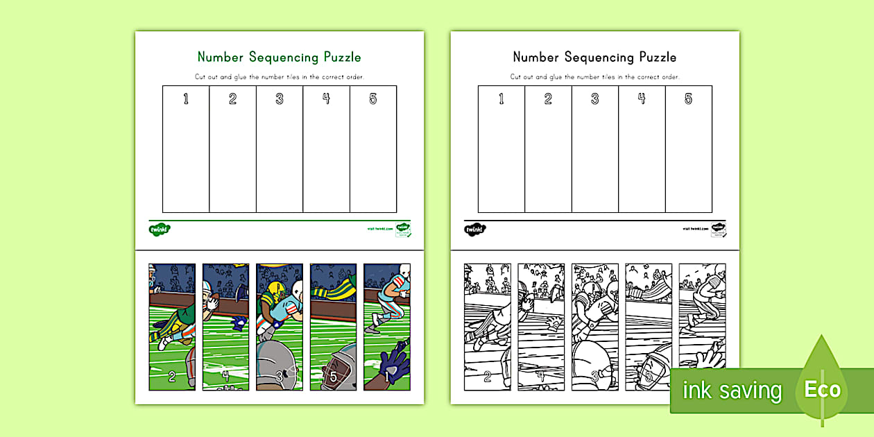 Super Bowl 1-5 Number Sequencing Puzzle (Teacher-Made)