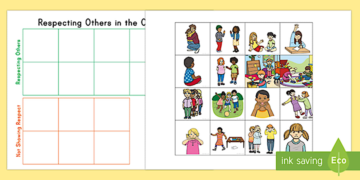 Respecting Others - Classroom Expectations Worksheet