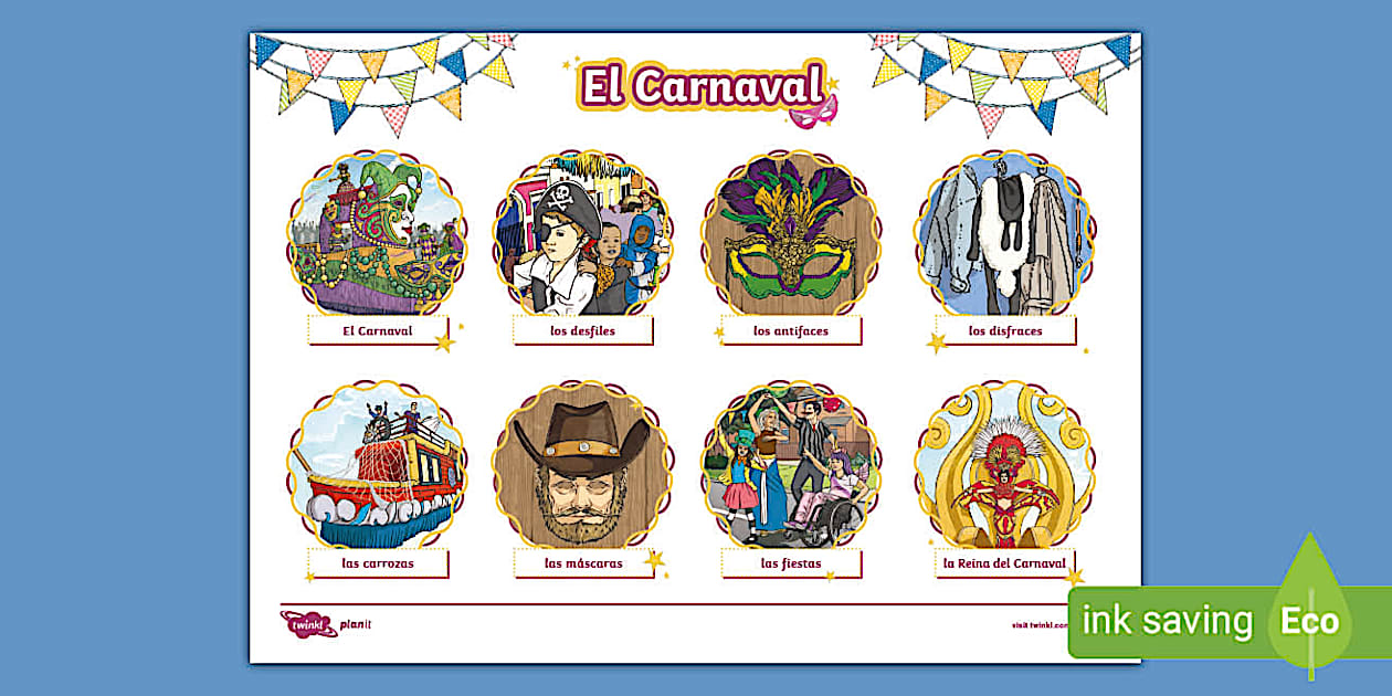 Spanish: Carnival Word Mat (teacher made) - Twinkl
