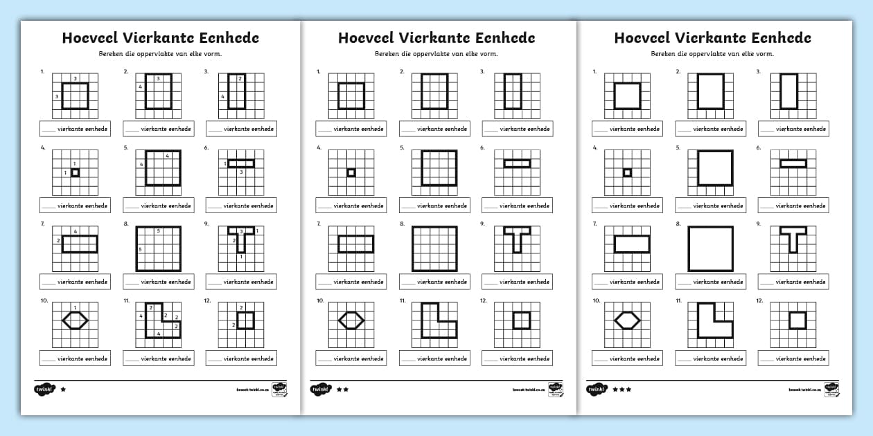 Bereken die Oppervlakte van Elke Vierkante Eenheid deur die Blokkies te ...