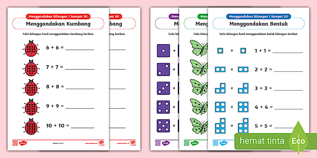 Worksheet Menggandakan Bilangan 1 Sampai 20 (teacher made)