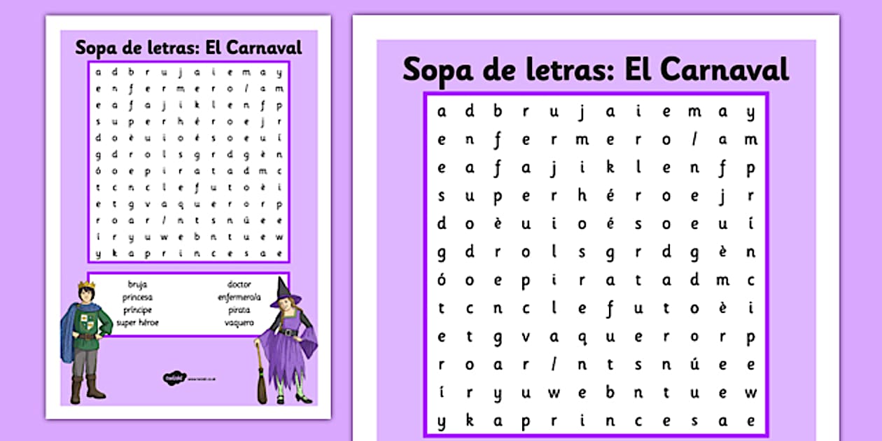 Carnival Word Search Spanish- El Carnaval - Twinkl