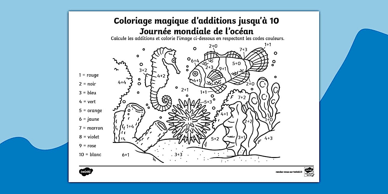 Coloriage magique pour la Journée mondiale de l'océan