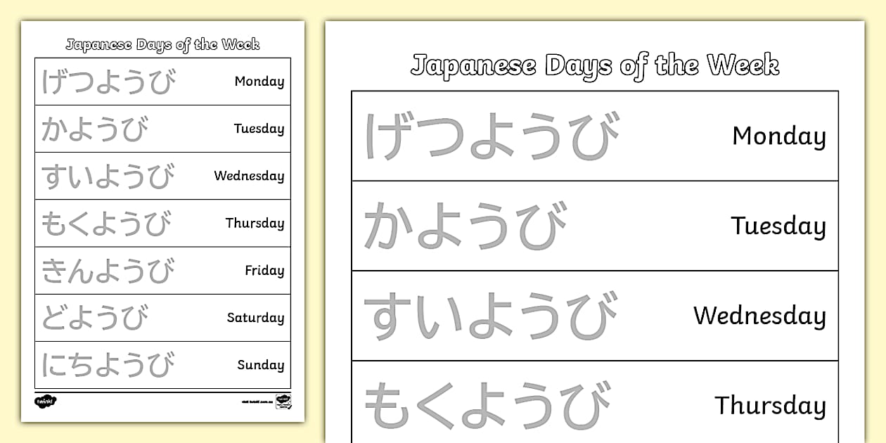 Japanese Days of the Week Tracing Activity - Twinkl
