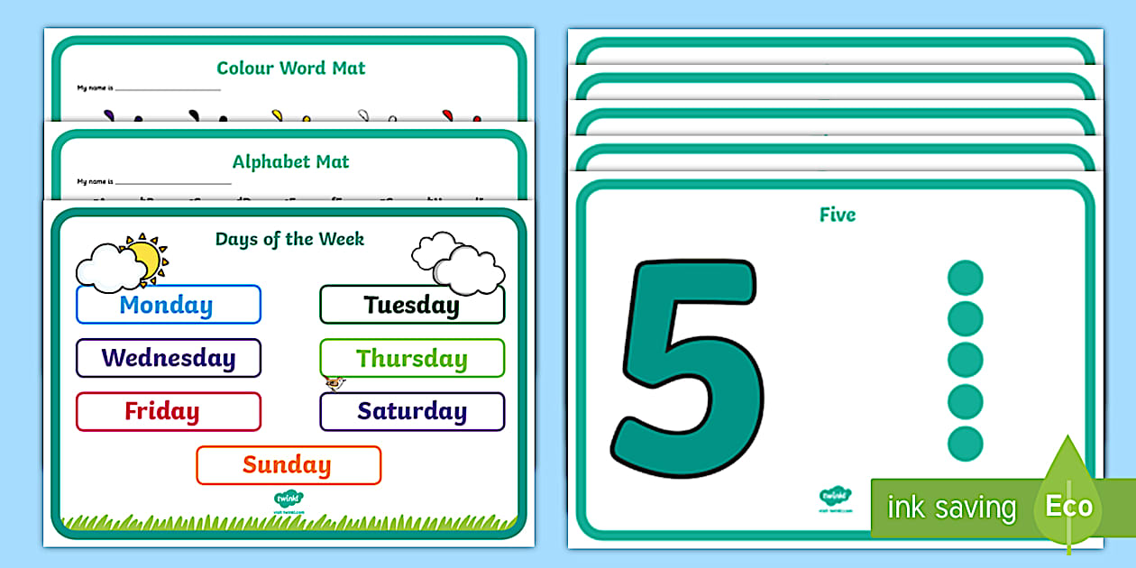 Senior Infant Desk Information and Alphabet Mat - Twinkl