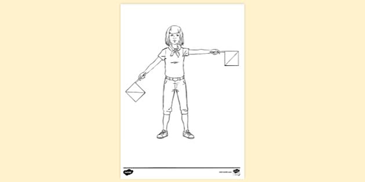 Semaphore M Colouring Sheet Colouring | Colouring Sheets