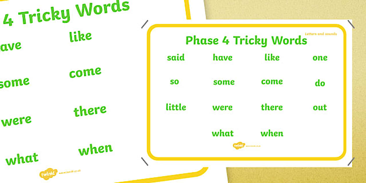 Phase 4 Tricky Words Wall Chart Large Display Poster