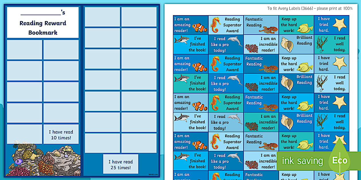 KS2 Under the Sea Themed Reading Sticker Reward Bookmarks