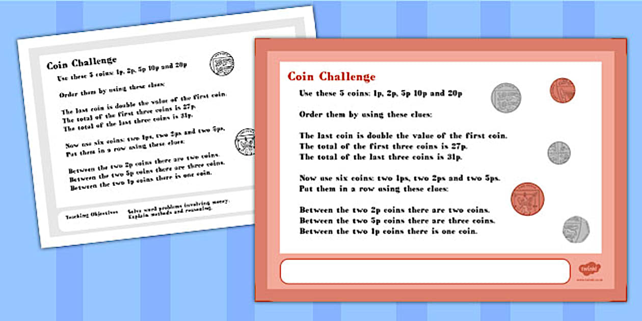 A4 Coin Maths Challenge Poster (teacher made) - Twinkl