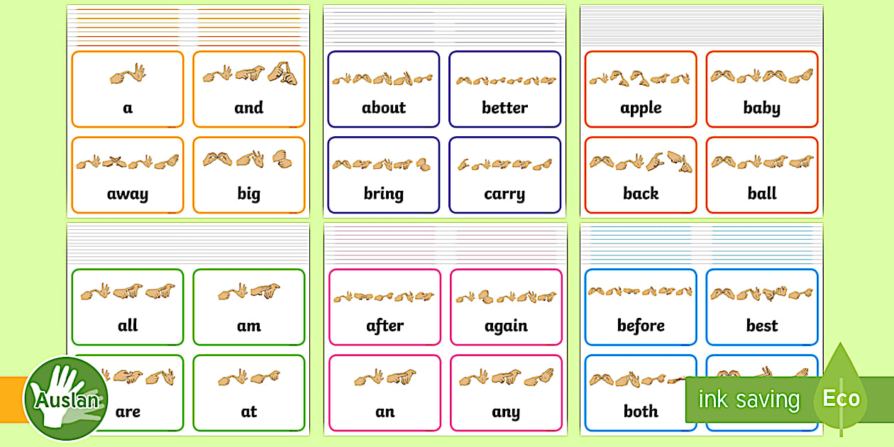 TAS High Frequency Sight Words with Auslan Fingerspelling Resource Pack