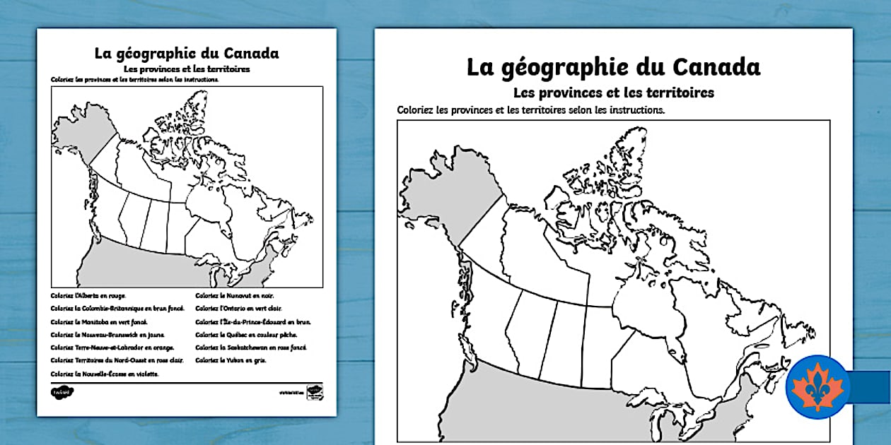 Canada's Provinces and Territories Colouring Page French