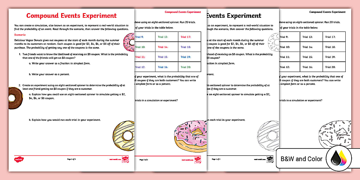 Seventh Grade Compound Events Experiment (teacher made)