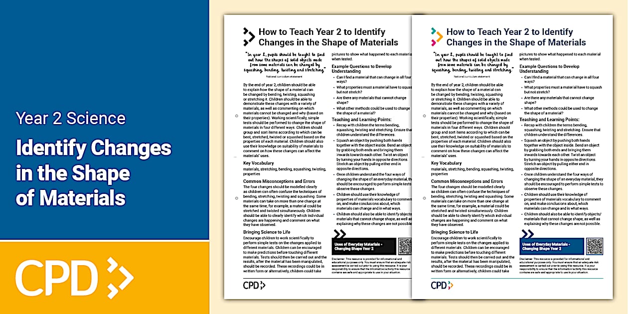How to Teach Year 2 to Identify Changes in the Shape of Materials