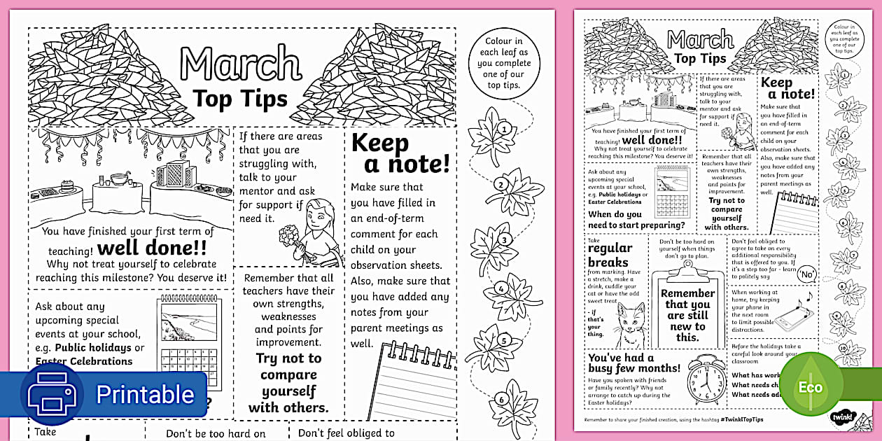 Top Tips for New Teachers - March (teacher made) - Twinkl