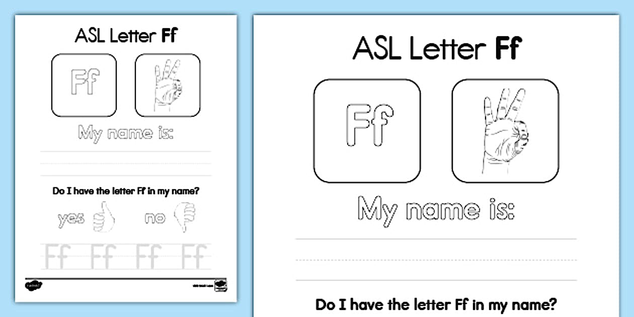 ASL Letter Ff Worksheet (teacher made) - Twinkl