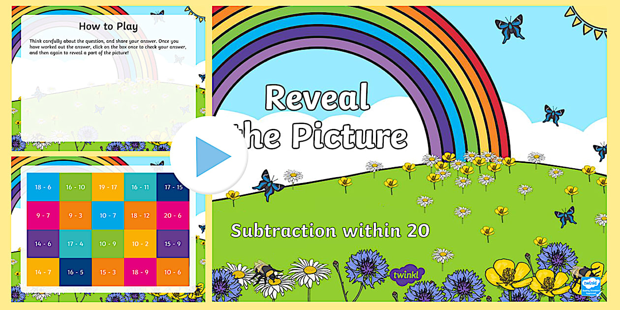 Subtraction within 20 Reveal the Picture PowerPoint - Subtraction within 20
