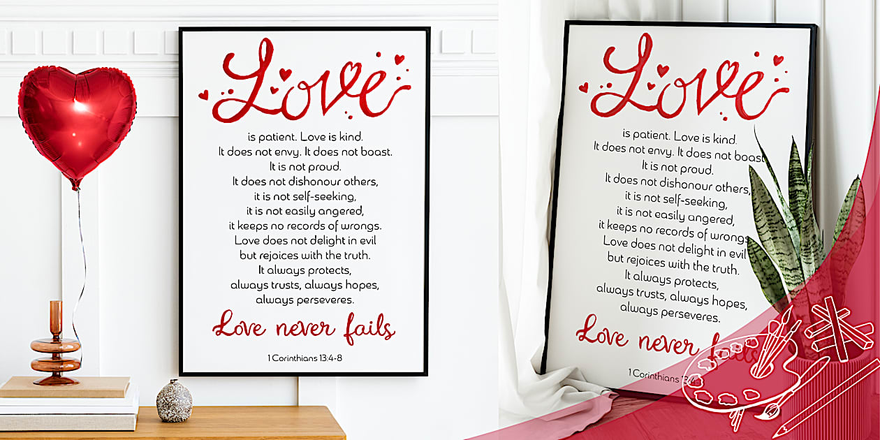 Love Is Patient Bible Verse Valentine’s Day Poster