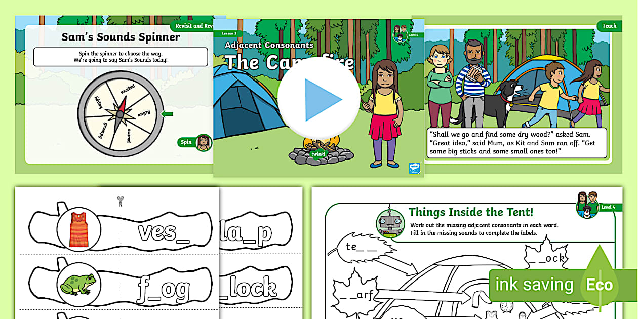 Adjacent Consonants Phonics Lesson Pack (teacher made)