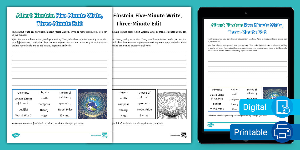 Albert Einstein Five-Minute Write and Three-Minute Edit