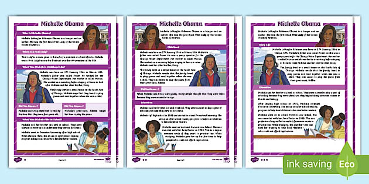 LKS2 Michelle Obama Differentiated Reading Comprehension Activity