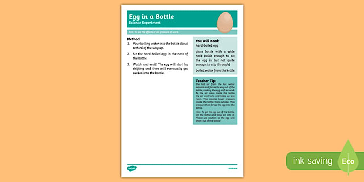 Egg in the Bottle Science Experiment-Australia - Twinkl