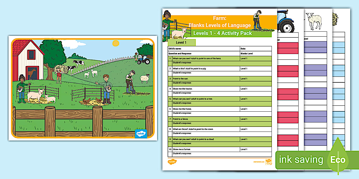 Farm: Blanks Levels of Language Levels 1 - 4 Activity Pack