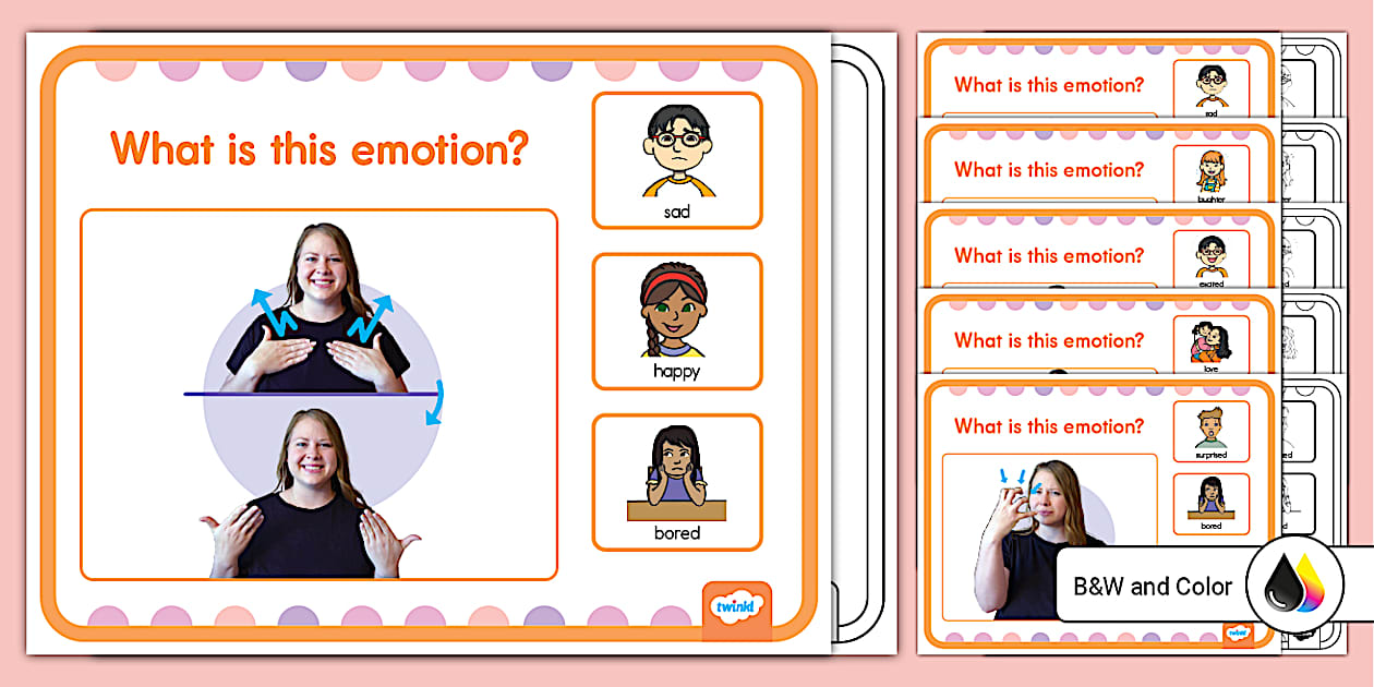 ASL Emotions Question Cards (teacher made) - Twinkl