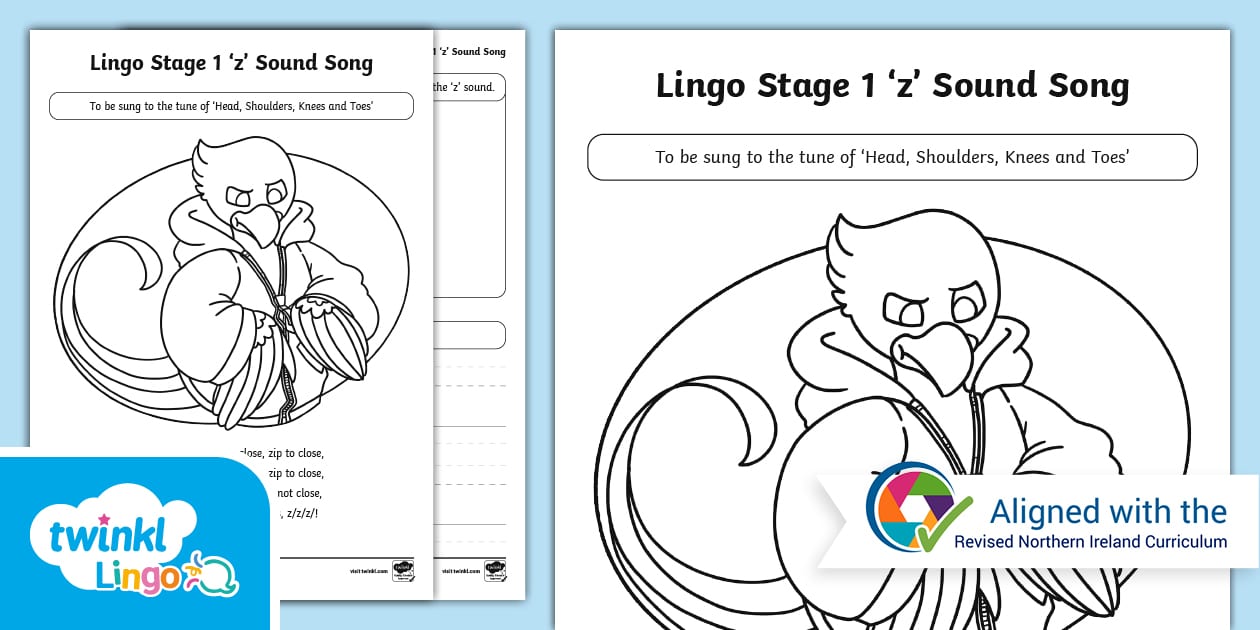 Lingo Stage 1 'z' Sound Song Activity Sheets - Twinkl