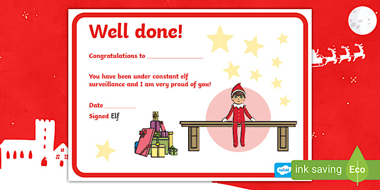 Editable Christmas Elf Certificate (Hecho por educadores)