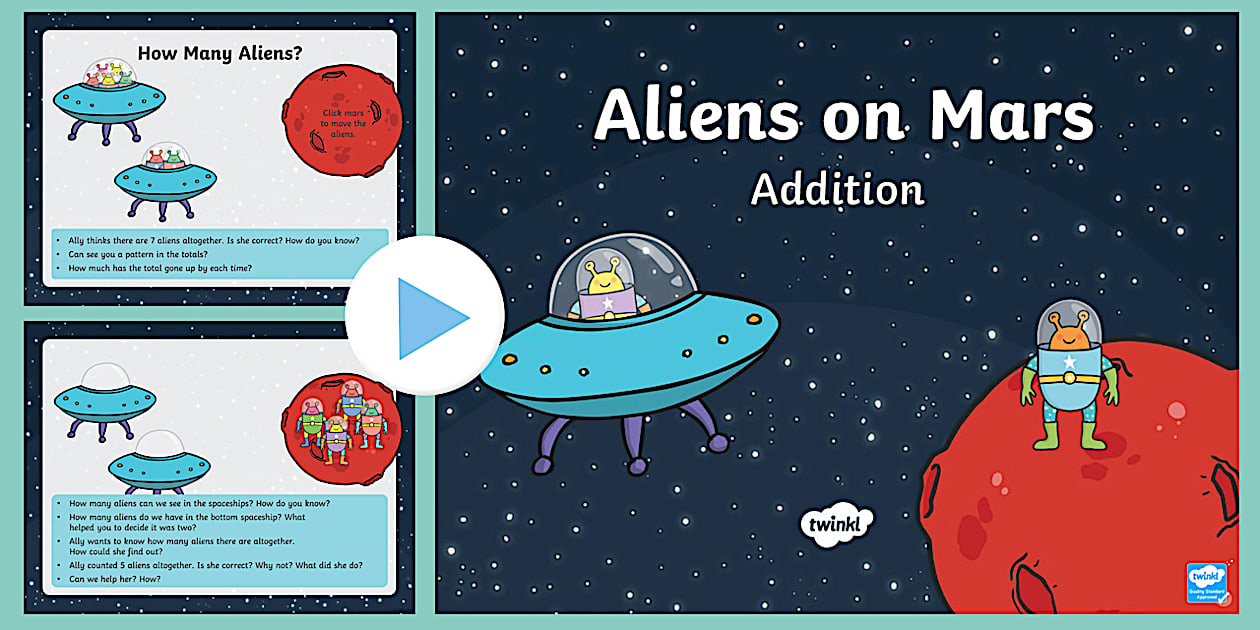 Aliens on Mars Addition PowerPoint (teacher made) - Twinkl