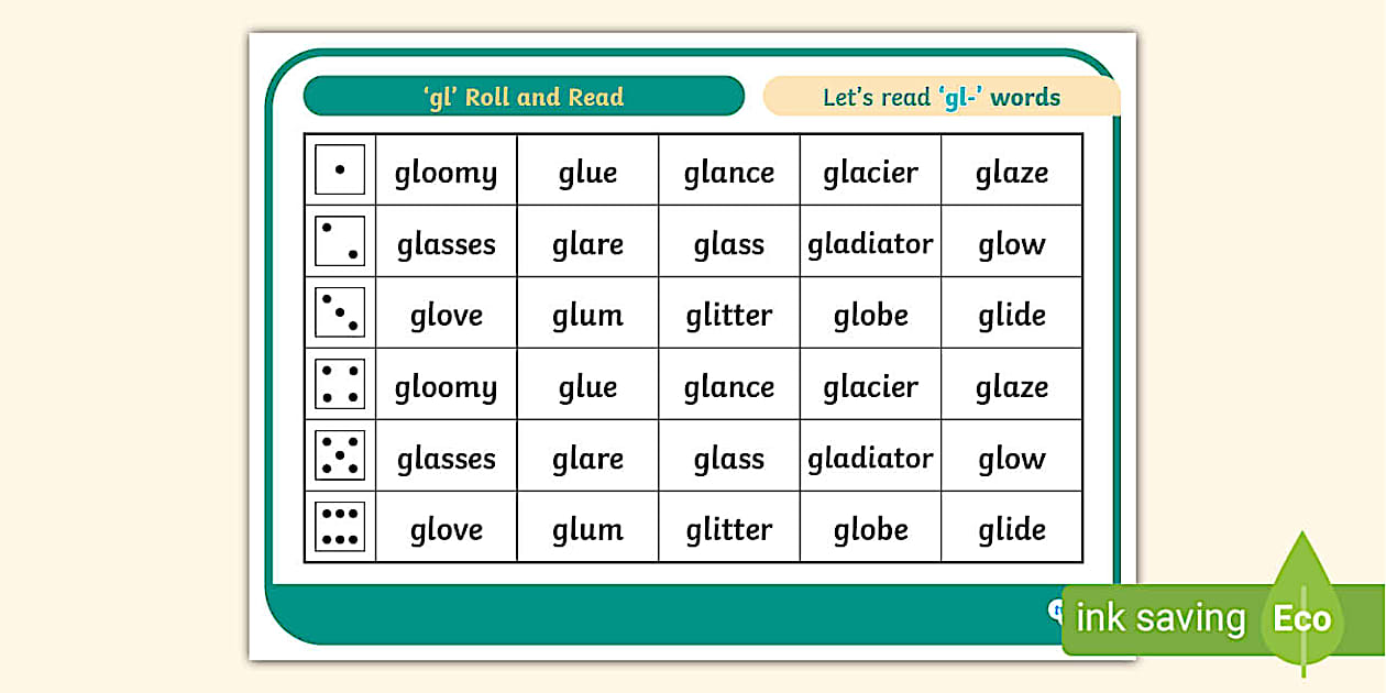 'gl' Roll and Read Board Game (teacher made) - Twinkl
