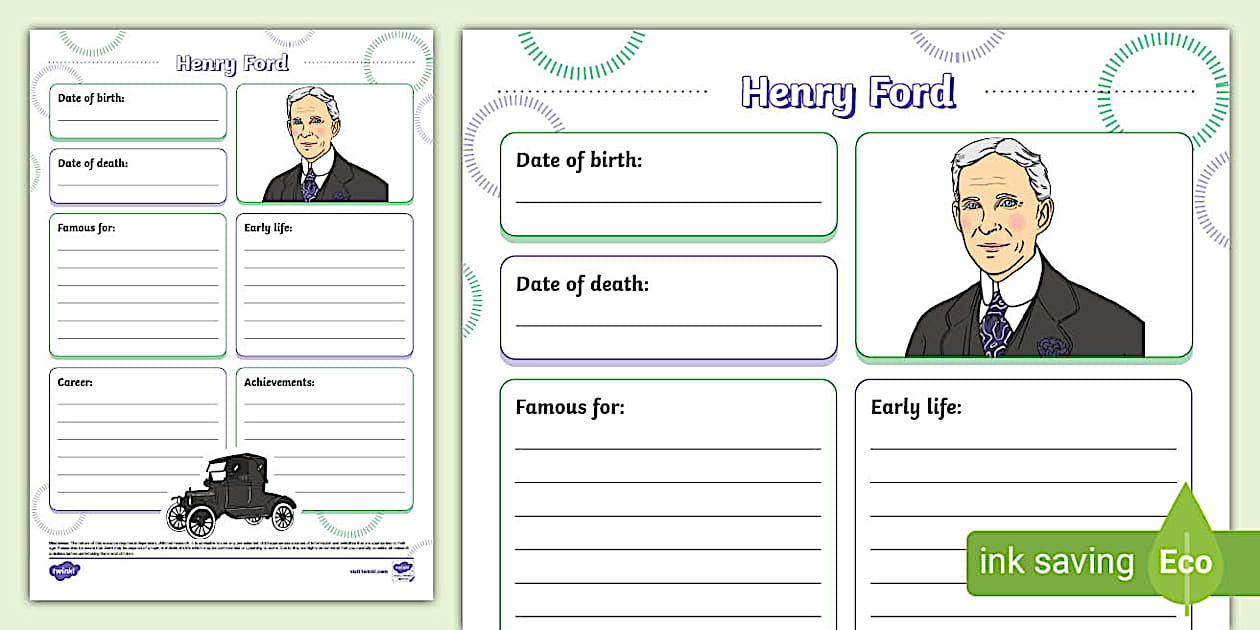 Henry Ford Fact File Template - KS1 - History - Transport