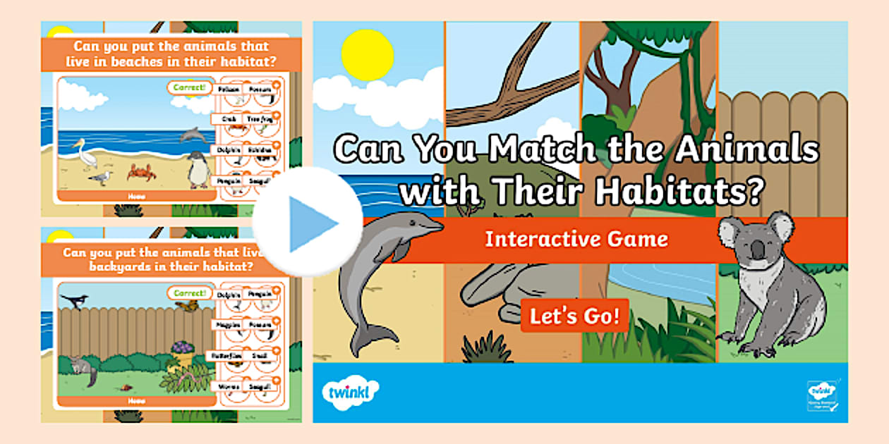 Match the Australian Animals and Habitat Interactive Game