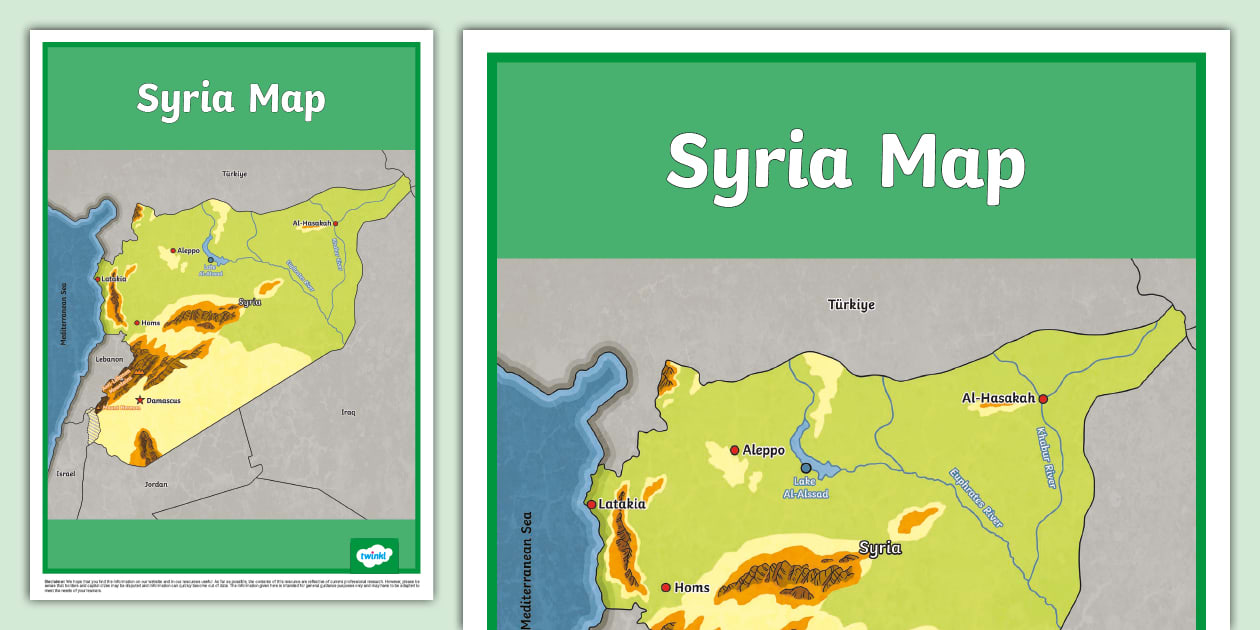 KS2 Syria Display Map - Twinkl - Geography (Teacher-Made)