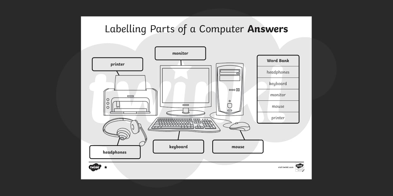 label a computer worksheet
