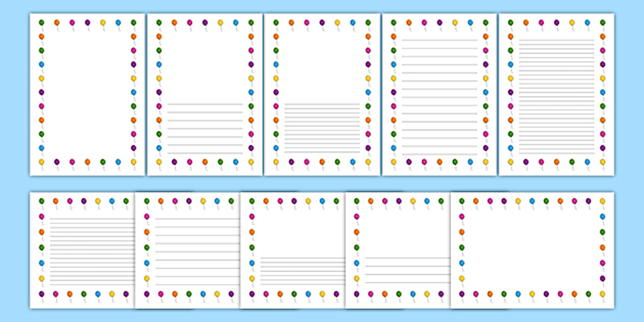 Balloon Portrait Page Borders - Twinkl