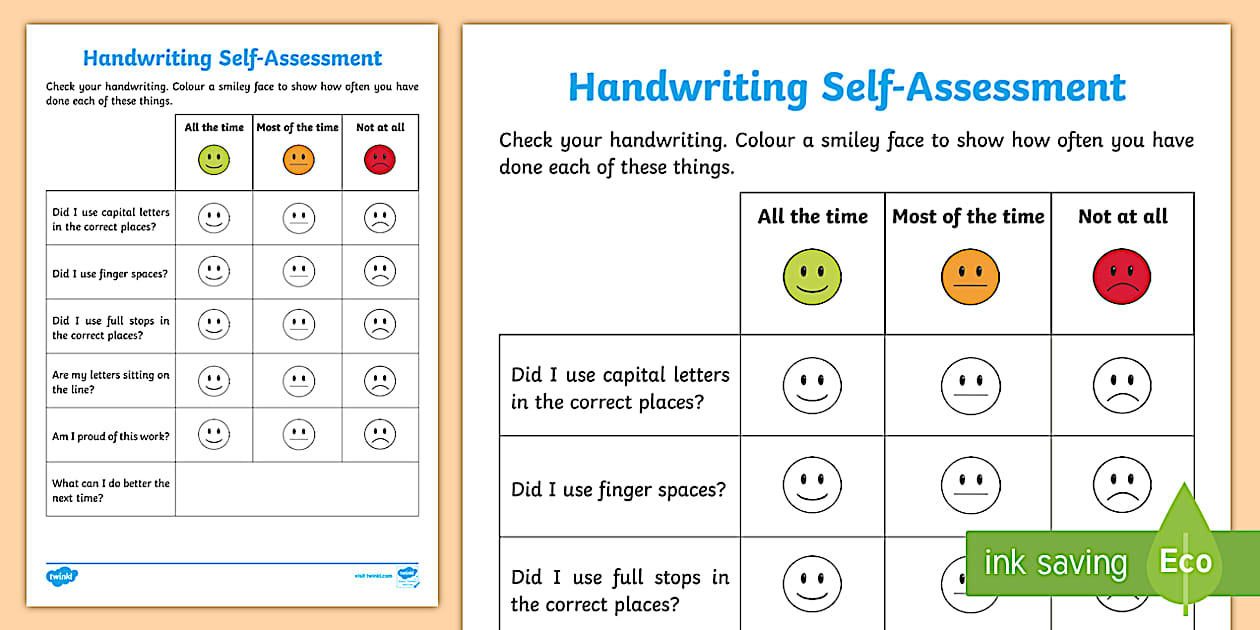 Editable Writing Self Assessment Worksheet - Twinkl