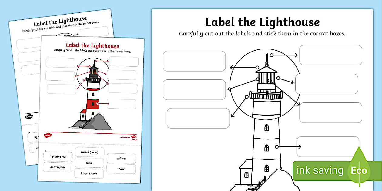 Label the Lighthouse Worksheet (teacher made) - Twinkl