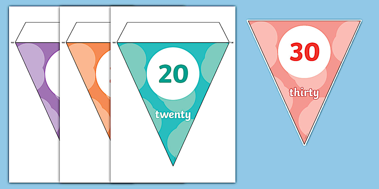 Counting in 10s Number Words Display Bunting - Twinkl