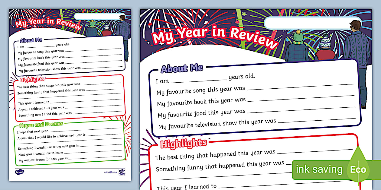 My Year in Review Page (teacher made) - Twinkl