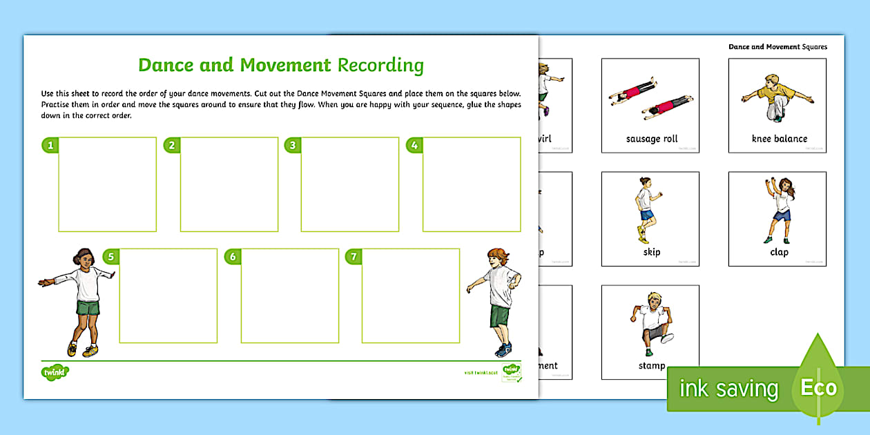 Movement and Dance Recording Worksheet - CfE - Twinkl